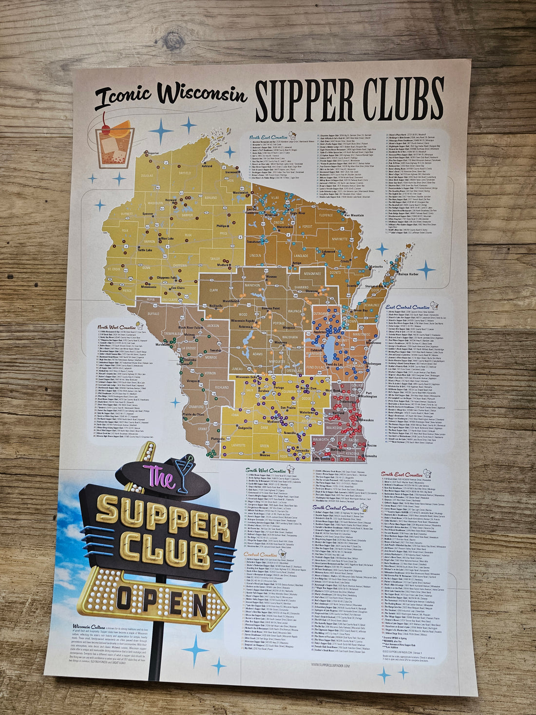 Wisconsin Supper Club Map Fine Art Print Poster – Wisconsin Supper Club ...